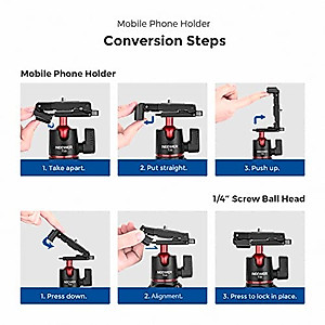 NEEWER Camera Flexible Tripod with Remote Shutter, Mount Adapter for Hero 11 10 9 8, Hidden Phone Holder with Cold Shoe, 1/4" Screw for Magic Arm, Bendable Vlogging Tripod, Load Up to 4.4lb - T30