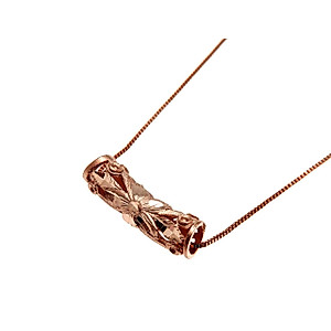 Arthur's Jewelry 14k solid rose gold Hawaiian diamond cut scroll horizontal barrel pendant