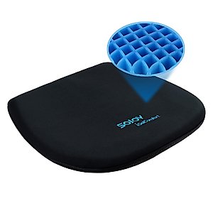 Sojoy iGelComfort Support Gel Seat Cushion with Memory Foam Portable Enhanced Chair Pad(Car/Office Chair/Truck/Home/Wheelchairs/Outside Sports Camping) (Black) (16 x 18 x 2inches)