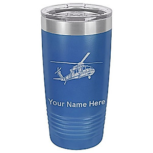 LaserGram 20oz Vacuum Insulated Tumbler Mug, Military Helicopter 1, Personalized Engraving Included (Dark Blue)
