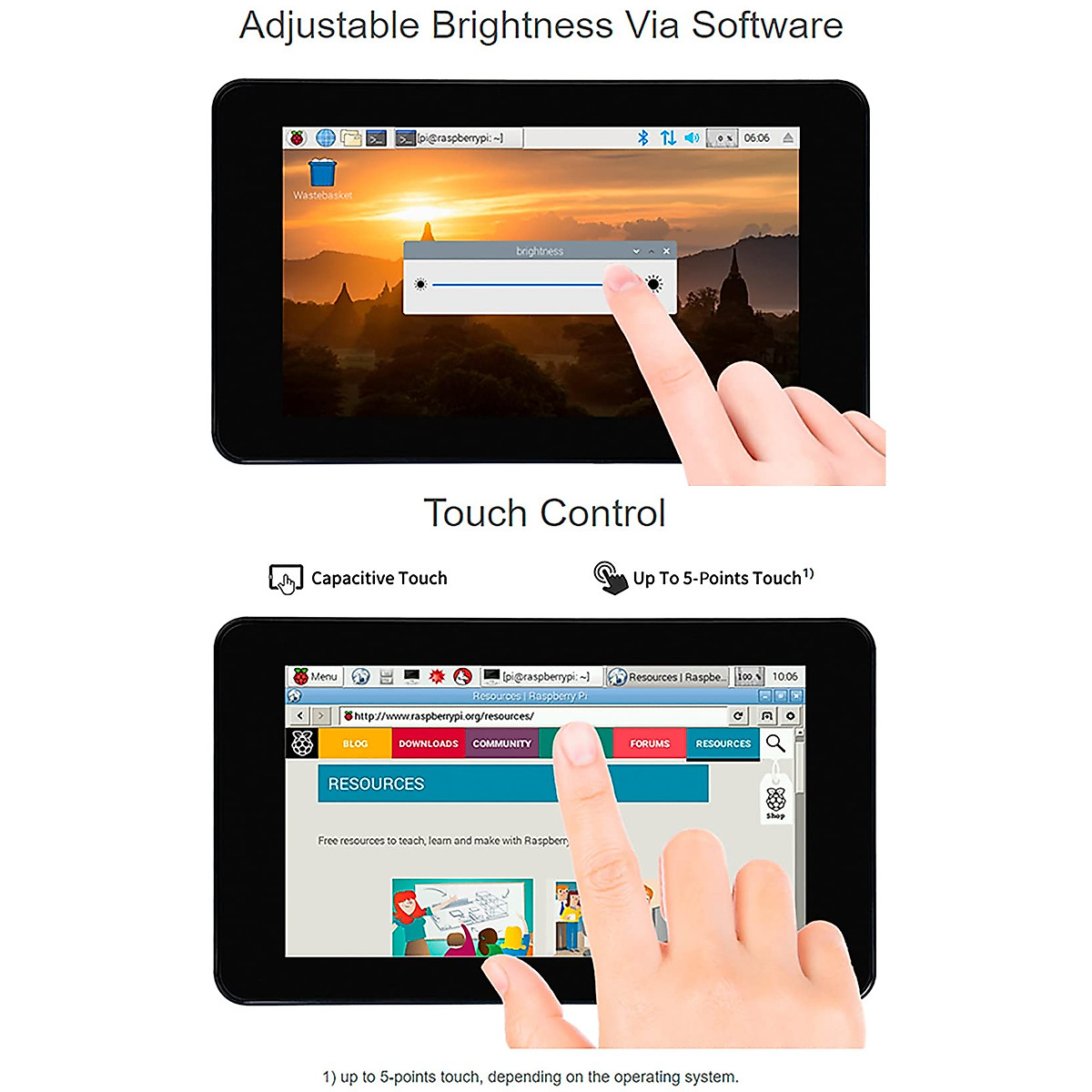 waveshare 7inch DSI Capacitive Touch Display with Protection Case for Raspberry Pi 4 Model B, 7" DSI LCD with Enclosure 800×480 Pixel, Support Ubuntu/Kali / WIN10 IoT, Single Point Touch, Driver Free