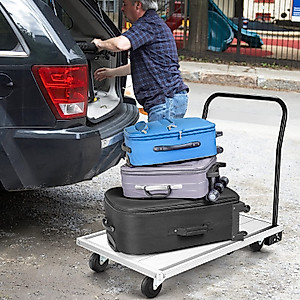 Premium Aluminum Alloy Folding Platform Truck 770 LBS Push Cart Dolly with 4 TPR Wheels, Carrying Cargo, Large Boxes
