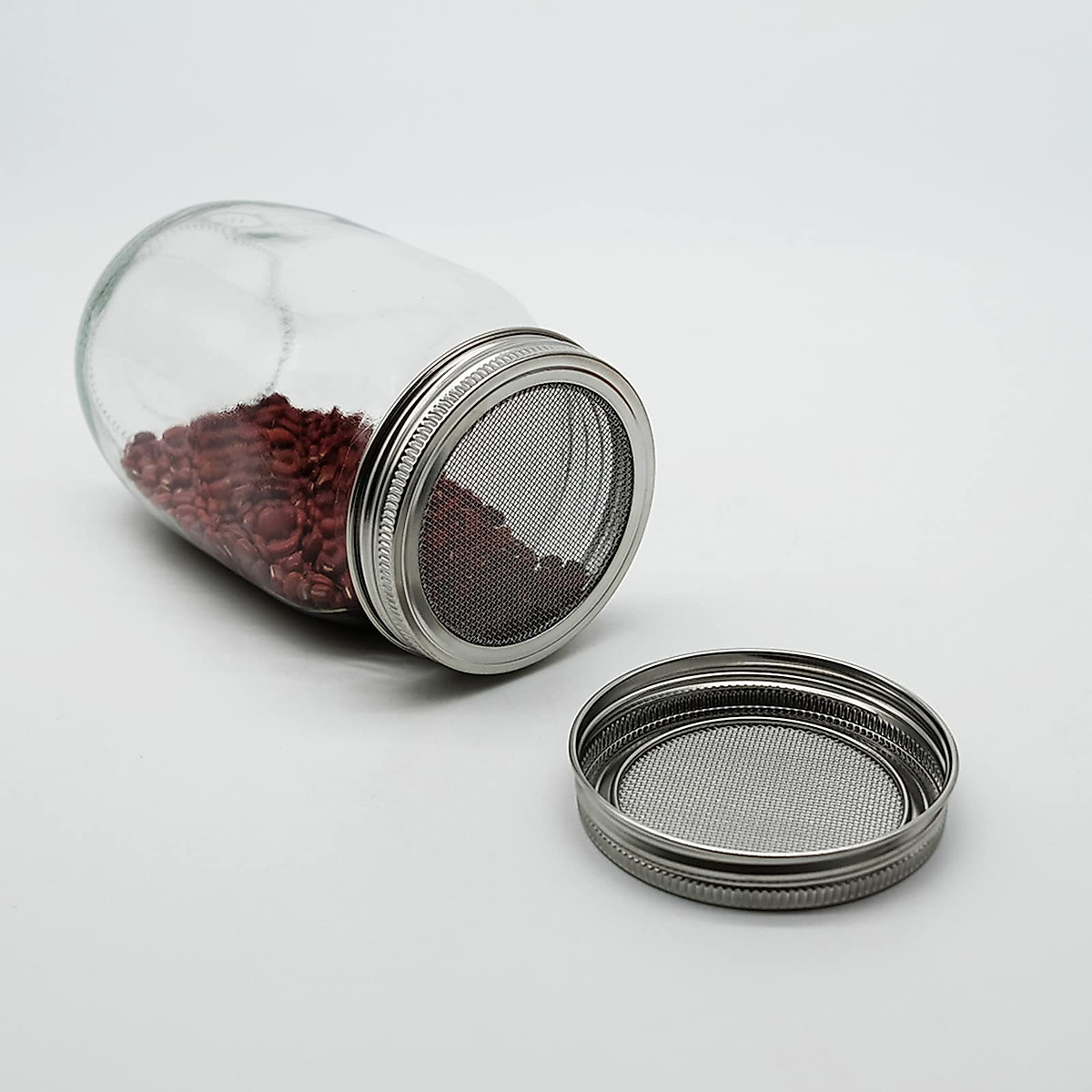 5 Pack 316 Stainless Steel One-Piece Mesh Strainer Lids for 3.38 Inch Wide Mouth Mason Jar,Sprouting Lids, NO RUST,Bean Sprout Sieve Lids,NO JAR QurHapzy