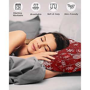 Edwiinsa Christmas Tree Pillow Covers Standard Size Set of 2 20x26 Bed Pillow, Plush Soft Comfort for Hair/Skin Cooling Pillowcases with Envelop Closure Throw Covers Red Xmas Balls Star Snowflake