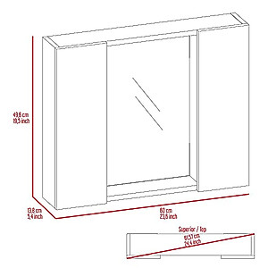 Tuhome Artemisa Medicine Cabinet with Double Door, Mirror, and External Shelf, Light Grey