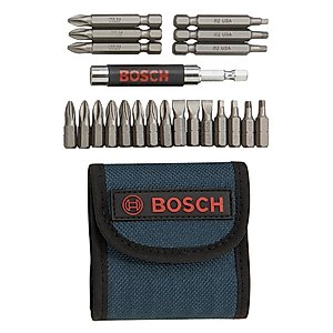 BOSCH T4021 21-Piece Assorted Set Screwdriver Bits with Included Pouch, Universal 1/4 In. Hex Shank Ideal for Use with Drills, Hammer Drill/Drivers
