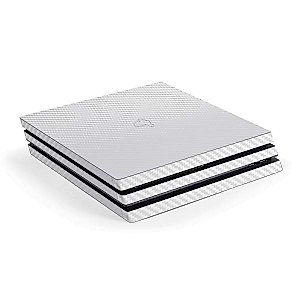 Skinit Decal Gaming Skin Compatible with PS4 Pro Console - White Carbon Fiber Specialty Texture Material Design