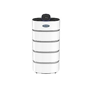 Carrier® Air Purifier for Home Allergies and Rooms up to 400 Sq Ft, Filters Pet Dander, Dust, Pollen, Smoke, Reduces Odor, 360 Degree Filtration with Included Air Filter, Air Quality Sensor, White
