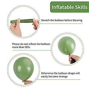 RUBFAC 87pcs Sage Green Balloons Different Sizes 18 12 10 5 Inches for Garland Arch, Premium Green Latex Balloons for Birthday Party Wedding Baby Shower Eucalyptus Themed Party Decorations