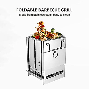 MengK Wood Stove Steel Foldable Mini Charcoal Grill Lightweight Barbecue Grill for Camping Garden Outdoor Picnic