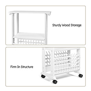 Crafit Sewing Table, Sewing Side Desk with Thread Holder Portable 3-in-1 Multi-functional Sewing Machine Table with Wheels for Storage Sewing Machine Embroidery Thread Spool Supplies
