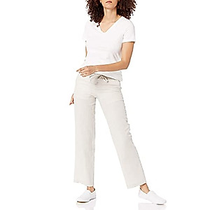Amazon Essentials Women's Linen Blend Drawstring Wide Leg Pant (Available in Plus Size), Ecru, Large