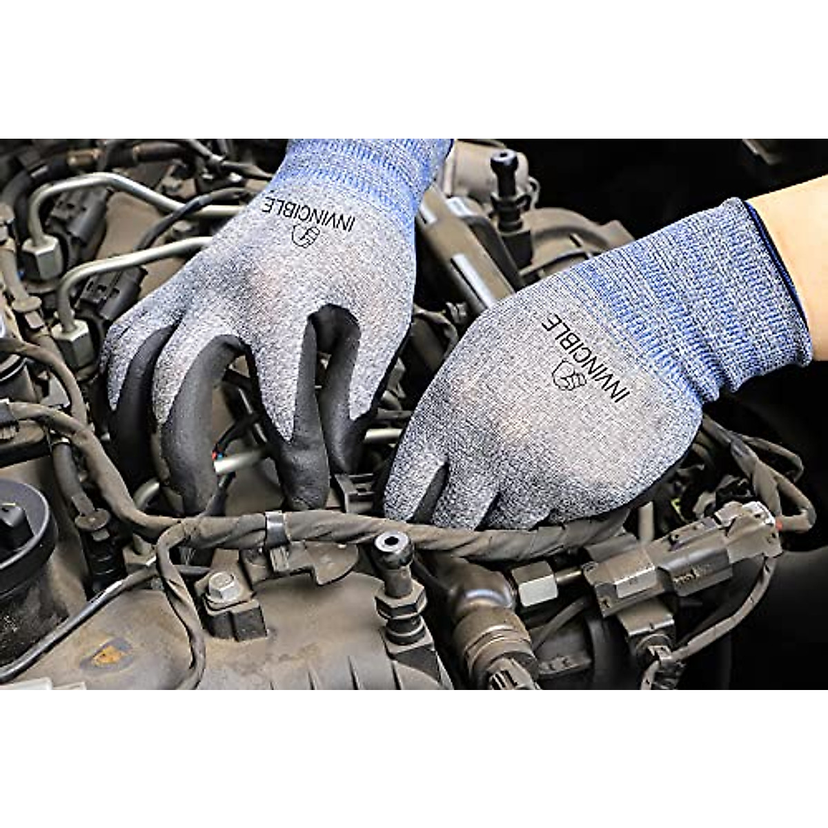 HANNASY Safety Work Gloves Poly NBR Foam Coated Protection, Easy Grip Slip Resistant Mechanic Garden Warehouse All Purpose (3, Medium)