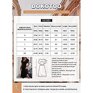 Dokotoo Women's Fall Short Sleeve Casual Dresses V-Neck Floral Party Dress Green L