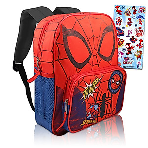 Fast Forward Spiderman Mini Backpack for Boys Set - Bundle with 11" Spiderman Backpack Plus Spidey and His Amazing Friends Stickers | Spiderman Backpack for Boys 4-6