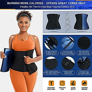 TrainingGirl Women Waist Trainer Trimmer Corset Weight Loss Tummy Wrap Workout Belt Sweat Belly Band Sports Girdle Sauna Suit Black