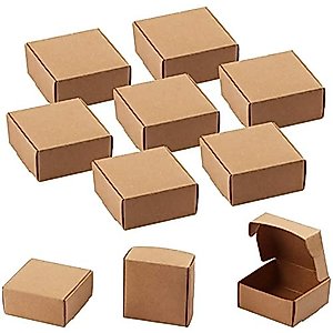 Sdootjewelry Small Kraft Gift Box, 30 Packs 4.13''×4.13''×1.57'' Mini Brown Kraft Paper Box Cardboard Ring Earring Jewelry Boxes