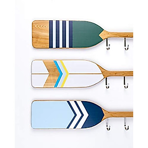 Coat Rack Wall Mount with 8 Hooks on Boat Paddle. Fun, Nautical Themed Clothes Hanger. Makes a Great Gift. Fully Assembled. Mount on Wall or Door in Mudroom, Entryway, Bathroom, Bedroom. Color: Navy