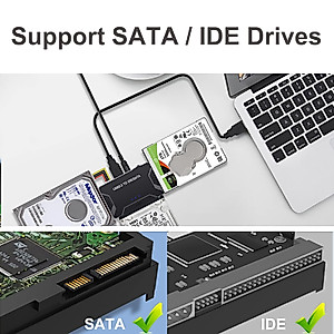EYOOLD SATA IDE to USB 3.0 Adapter, External Hard Drive Reader USB + Type C Ultra Recovery Converter for Universal 2.5" 3.5" HDD/SSD CD/DVD Optical Drives