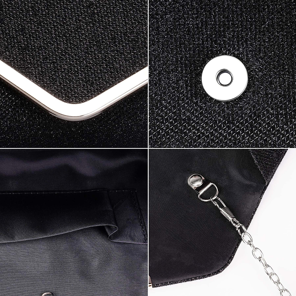 Larcenciel Black Clutch Purses for Women Shiny Sequin Envelope Evening Bag