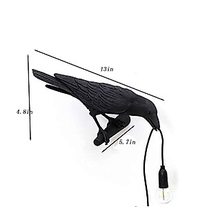 Rcxiwiz Raven Desk Lamp, Raven Lamp, Bird Light, Resin LED Bird Lamp Night Light for Bedroom/Office/Living Room/Farmhouse Art Deco with Plug-Black(Left)