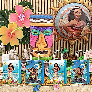 W/NN 16 Pcs Moana Party Paper Gift Bags, 2 Styles Party Favor Bags with Handles for Moana Party Decorations, Goody Bags Candy Gift Bags for Girls Boys Birthday Party Supplies Favors