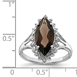 IceCarats 925 Sterling Silver Brown Smoky Quartz Diamond Ring Size 7