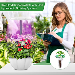 130pcs Seed Pod Kit for Aerogarden, Liquid Plant Food Hydroponic Pods Supplies Grow Cilantro Herbs Garden Pods Kit Indoor with 50 Grow Sponges,14 Grow Baskets, 50 Pod Labels, 14 Grow Domes, 2 Tweezers