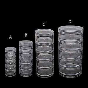 NUEAYMS 1 Set 5 Layer Cylinder Stackable Bead Containers Plastic Round Clear Storage Jar Box for Beads Buttons Crafts Small Item Jewelry Stand