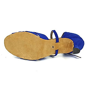 Pierides Women's Peep Toe Sandals Latin Salsa Bluego Practice Ballroom Dance Shoes with 2.75" Heel,Blue Nubuck,6 B(M) US