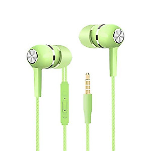 D-GROEE Earbuds Earphones, Wired Headphones in Ear, S12 Universal 3.5mm Earphone Wired Earbuds with Mic for Phone Green with Mic
