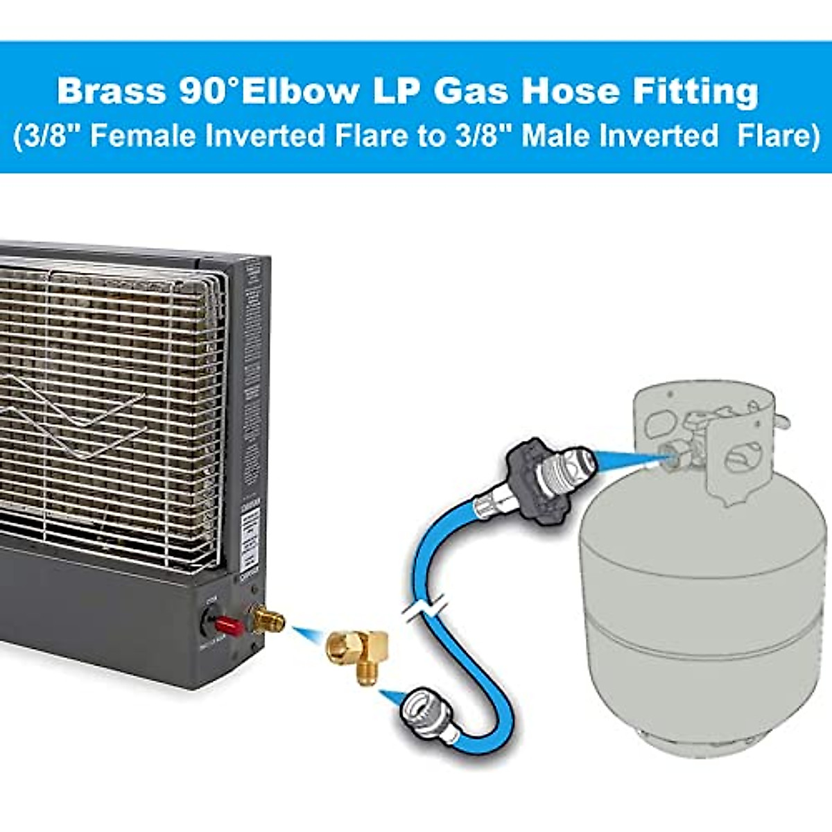 Breezliy 1PC 90° Elbow Connector Replacement for Olympian Low Pressure Gas Fired Heaters Brass 3/8" Female Swivel Flare x 3/8" Male Flare