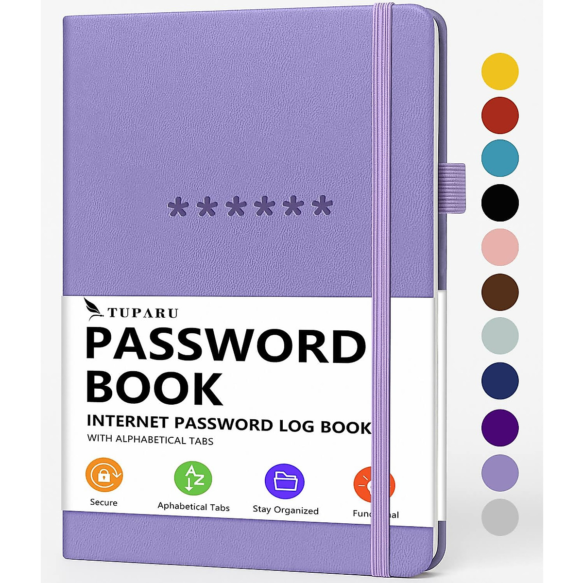 Password Book with Alphabetical Tabs – Hardcover Internet Address & Password Organizer – Password Keeper Notebook for Computer & Website – 5.2 x 7.6" Log-in Password Journal w/ Thick Paper (Lavender)