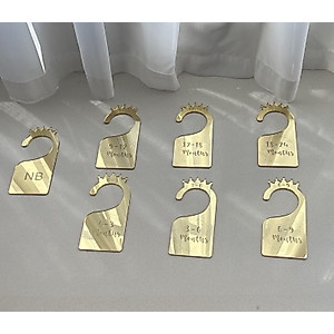 Baby Closet Dividers,Set of 7 Acrylic Mirror Baby Clothes Organizers for Wardrobe Closet Home Nursery from Newborn to 24 Months (Gold Mirror, Model 2)