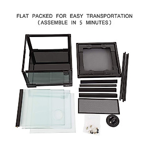 REPTI ZOO Amphibian Habitat Tank 10 Gallon, Full Vision Glass Reptile Terrarium 12" x 12" x 18", Vertical Reptile Tank with Deep Base & Top Screen Ventilation