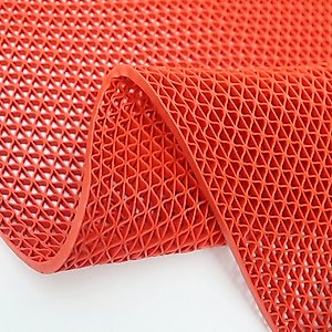 MYOYAY 3' x 16.4' Non-Slip PVC Drainage Floor Mat Commercial Wet Area Floor Mats for Outdoor Indoor Restaurant Kitchen Bar Swimming Pool Splash Matting Water Drain Flooring Mat, Red