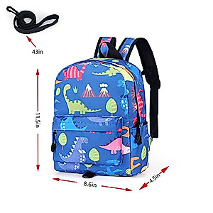 HQCUPB Toddler Preschool Backpack School Book Bag for Kids, Boys, Girls, Kindergarten Nursery Travel Bag with Chest Strap (Small Dinosaur)