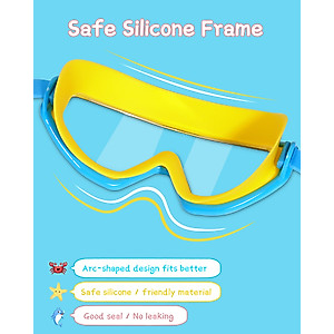 Water Space 2 Pack Swim Goggles Swimming Goggles for Kids Youth Girls Boys Aged 3-6 4-7 6-14 8-12, Toddler Goggles Anti-fog Waterproof Clear Anti-fog Wide Vision, Pool Underwater Goggles No-Leaking