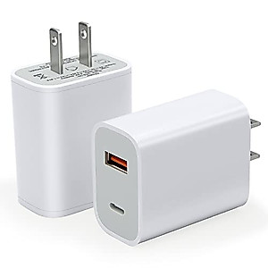 20W Fast Charger USB C, Etre Jeune 2 Pack Dual Port Type C Fast Charger Block Wall Plug Adapter PD & QC3.0 USB A Quick Charging Block for iPhone 14 13 12 Pro Max, Samsung, iPad, AirPods