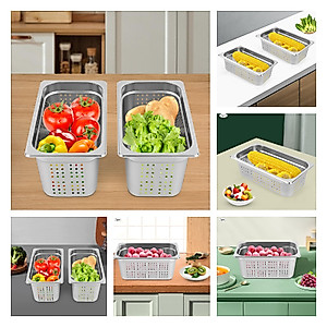 Steam Table Pan/Hotel Pan, 2-Pack 1/3 Size 6in Deep Food Pan for Commercial/Personal, 6L/6.34Qt Anti-Jam Perforated Stainless Steel Steam Pan for Restaurant Hotel Buffet Canteen to Drain/Wash/Steam