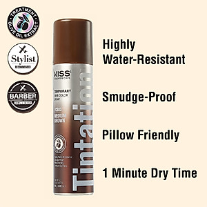RED by Kiss Tintation Temporary Hair Color Spray, Instant Gray Root Cover Up, Water-Resistant, Smudge-Proof, Easy Wash Out, Hairline & Barber Touch-Up, Quick Dry (Medium Brown)