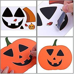 Aneco 18 Sets Halloween Foam Pumpkin Craft Kit DIY Halloween Arts Foam Pumpkin with Pumpkin Expression Stickers for Halloween Fun Home Activities