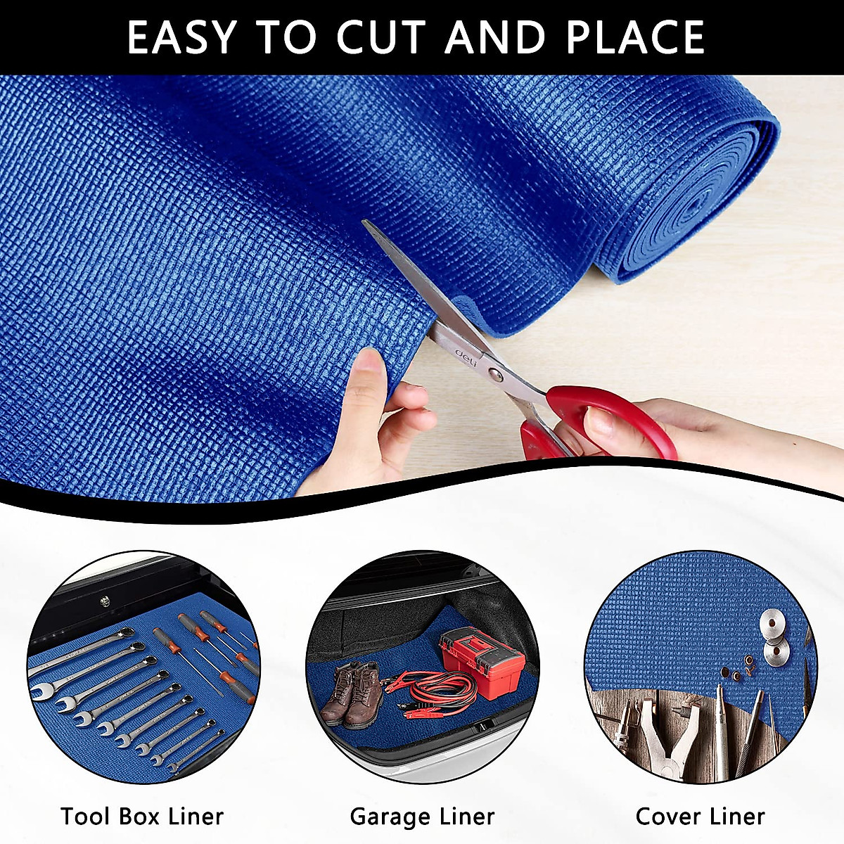 Foam Toolbox Liner Drawer Mat 1/8 Inch Thick X 16 Inch Wide X 16 Ft Long Blue, No Slip for Protecting Cabinet, Garage, Cart, Tool Box