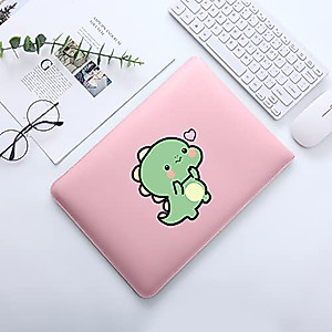 Cute Kissing Dinosaur Laptop Sleeve Case forMacBook Pro 15"/MacBook Pro 16",Soft Leather MacBook Bag Can be Used as Mouse Pad and Laptop Desk Pad,for Women Girl,Pink