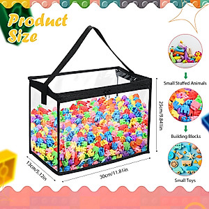 Clysee 3 Pcs Toy Storage Bags with Zipper, Large Clear PVC Organizing Bags, Waterproof Toy Bags for Building Blocks, Board Games and Beach Toys Storage (Black)