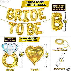 KatchOn, Gold Bride To Be Balloons Set - Pack of 17 | Gold Bride Balloons | Bridal Shower Balloons for Bridal Shower Decorations | Bride To Be Gold Balloons for Gold Bachelorette Party Decorations