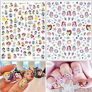 6 Sheets Kawaii Nail Art Stickers 3D Anime Design Nail Charms Cute Cartoon Nail Stickers Self-Adhesive Acrylic Nail Art Supplies Mermaid Nail Decals for Women Girls Kawaii Nails Art Decorations