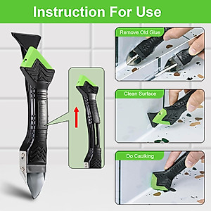Caulking Tool 3 in 1 Caulking Grout Removal Tool Sealant Finishing Tool Bathtub Caulk with Stainless Head, Caulk Remover Glass Glue Angle Scraper for Bathroom, Kitchen,Floor,Window,Sink Joint,Frames
