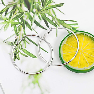 Rugewelry 925 Sterling Silver Post Hoop Earrings, Lightweight Hoops 18K Gold Plated Polished Round Hoop Earrings For Women