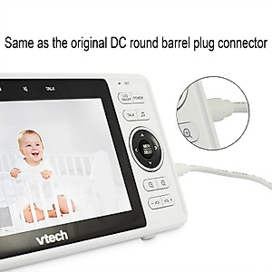 Power Cord for VTech VM901 VM919HD VM919-2HD VM819 VM819-2 PU Baby Monitor Handheld Screen Parent Unit (Not for Baby Unit Cam) Replacement 5V White Charger UL Aadpter with 5ft Cable - LEFXMOPHY